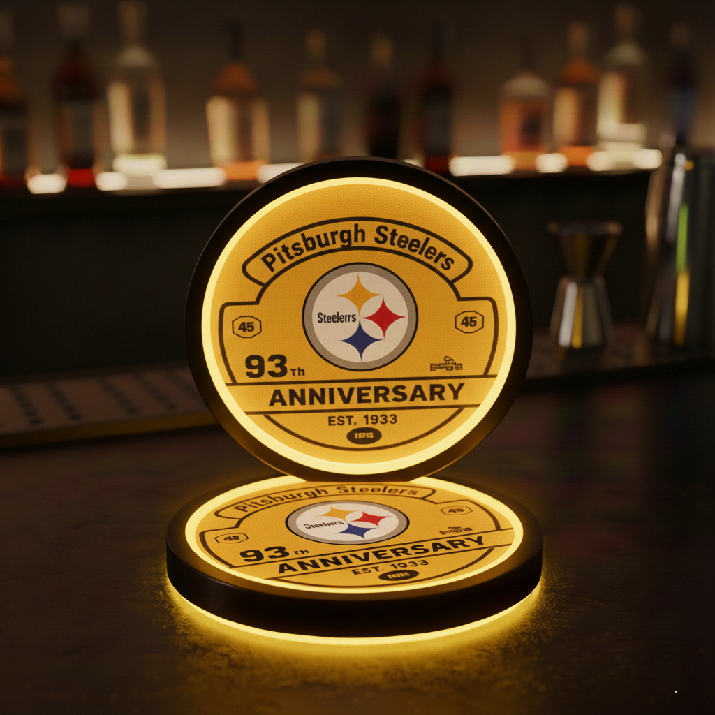 Pittsburgh Steelers 93rd Anniversary LED Light-Up Coaster – corgift