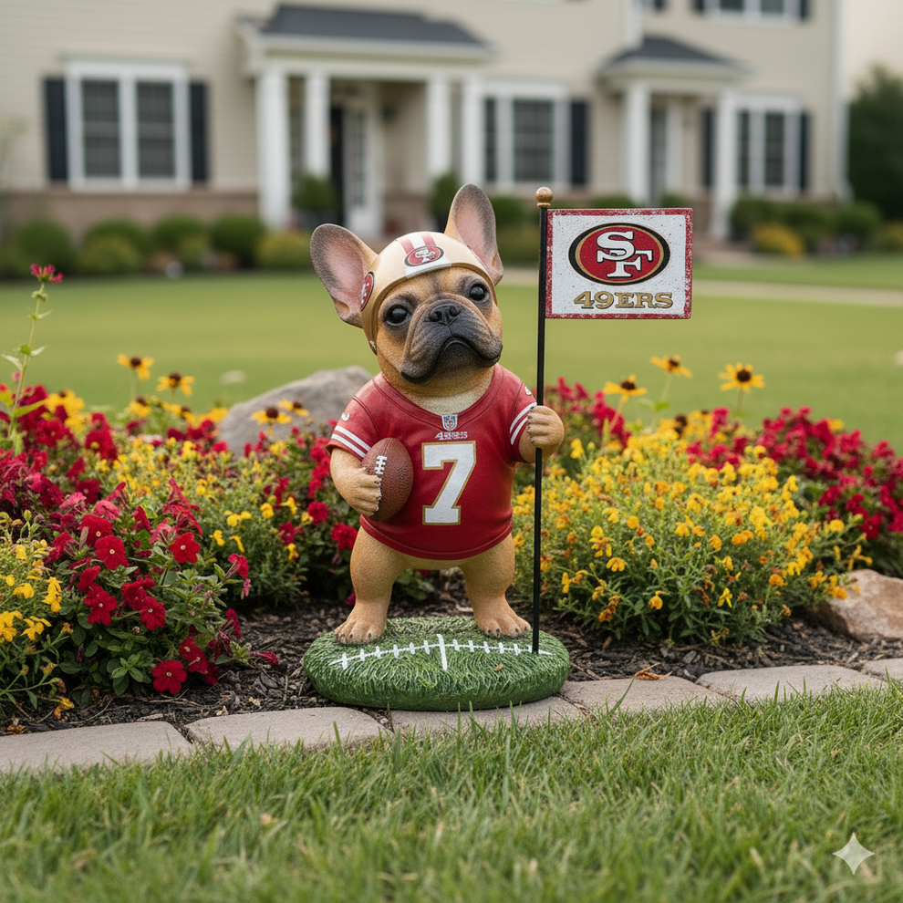 San Francisco 49ers Dog Garden Statues – Team Spirit Yard Decor – corgift