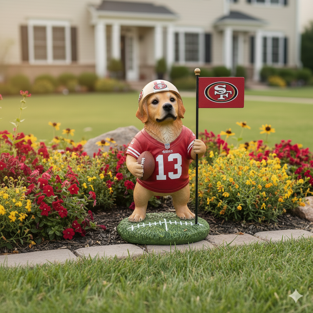San Francisco 49ers Dog Garden Statues – Team Spirit Yard Decor – corgift