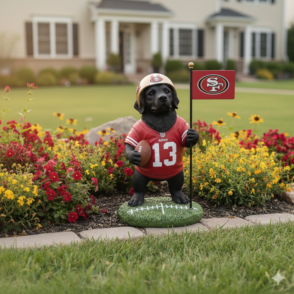 San Francisco 49ers Dog Garden Statues – Team Spirit Yard Decor – corgift