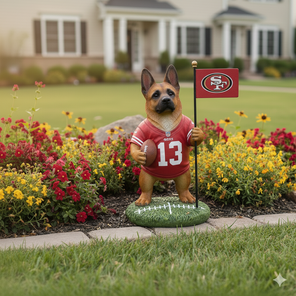 San Francisco 49ers Dog Garden Statues – Team Spirit Yard Decor – corgift