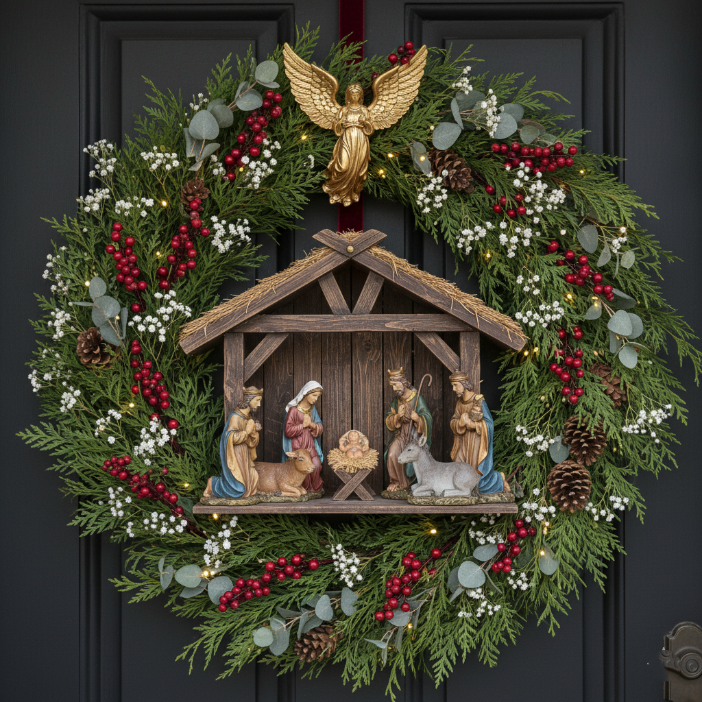 Nativity Scene Christmas Wreath – corgift