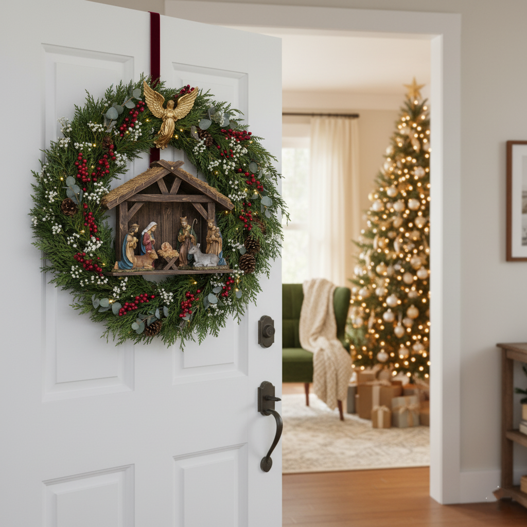Nativity Scene Christmas Wreath – corgift