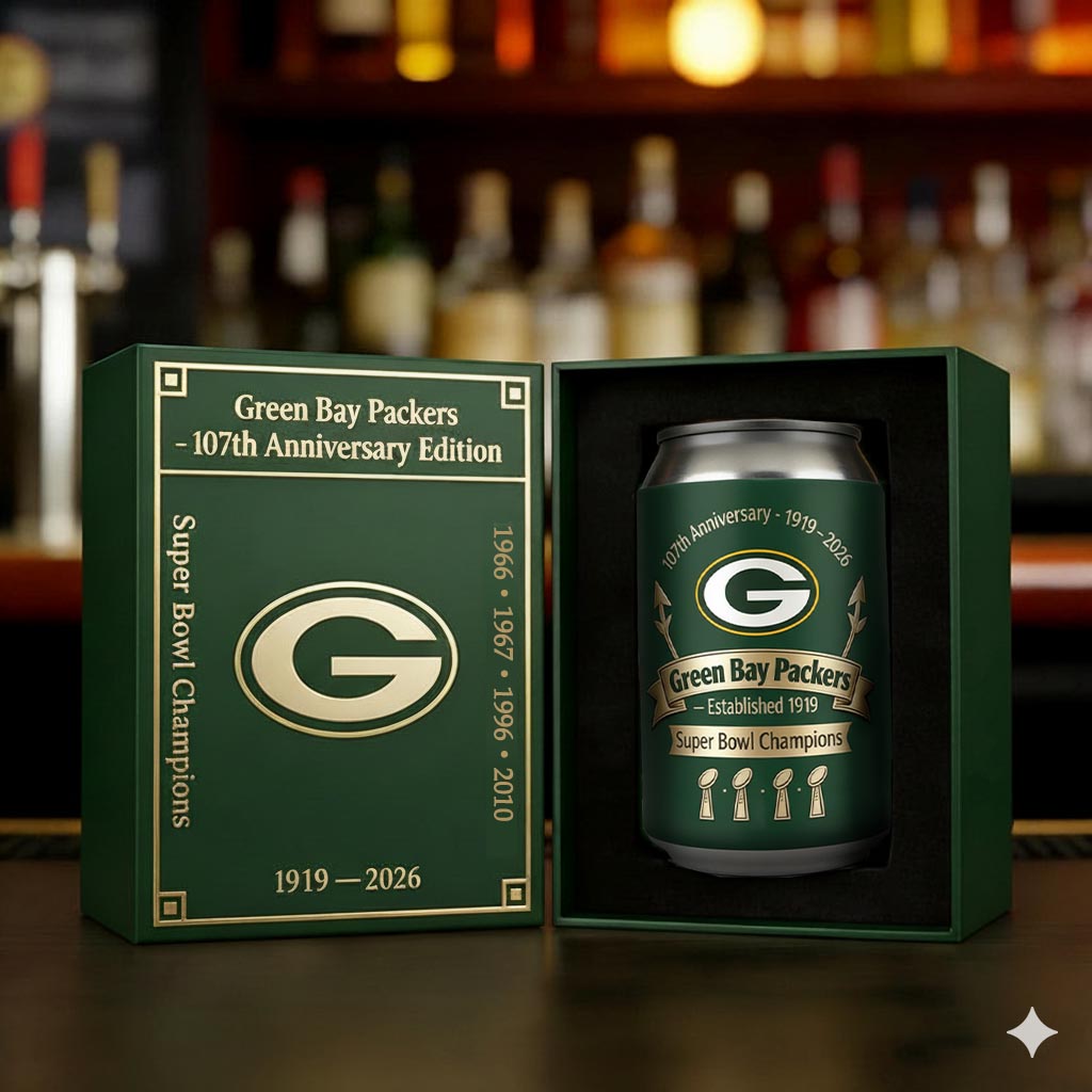 Green Bay Packers– 1919–2026 Anniversary Edition Can Cooler – corgift